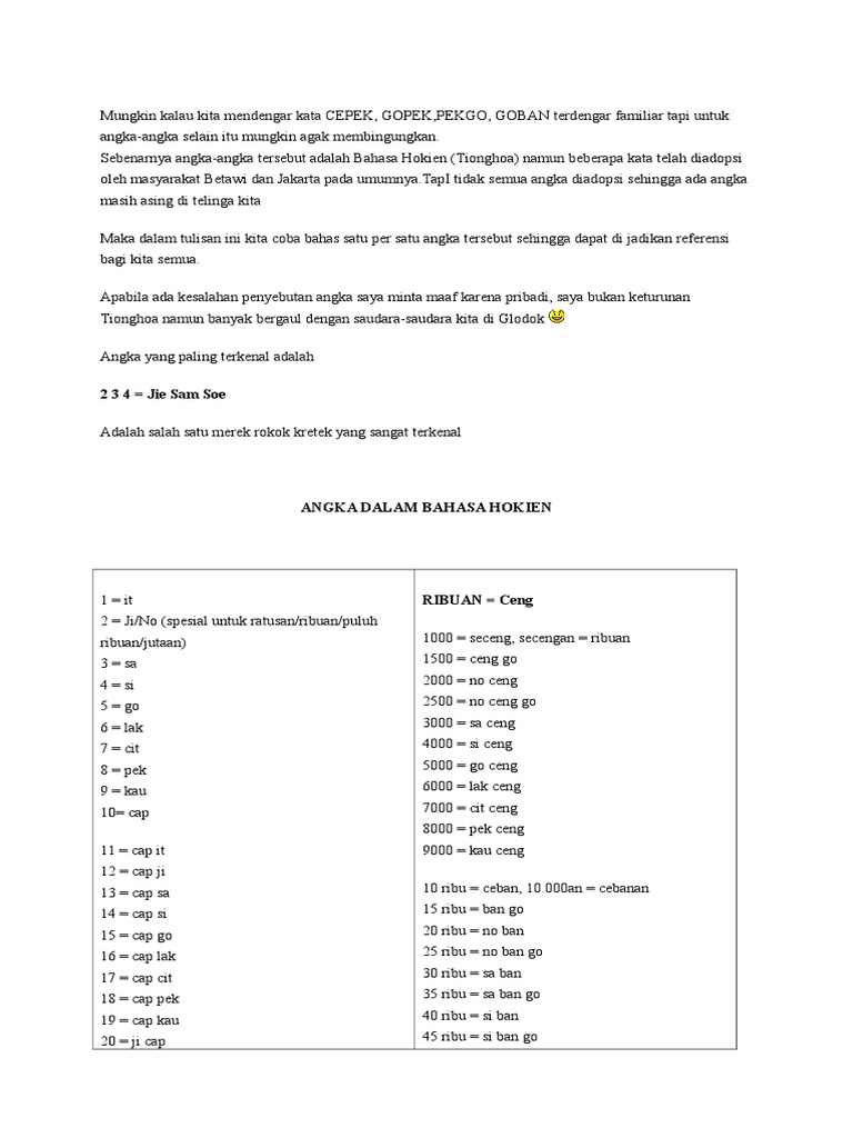 Berhitung Ala Bhs China | PDF