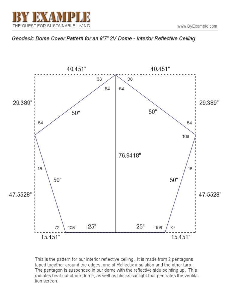 Geodesic Dome Cover Pattern For An 8'7" 2V Dome - Interior Reflective ...