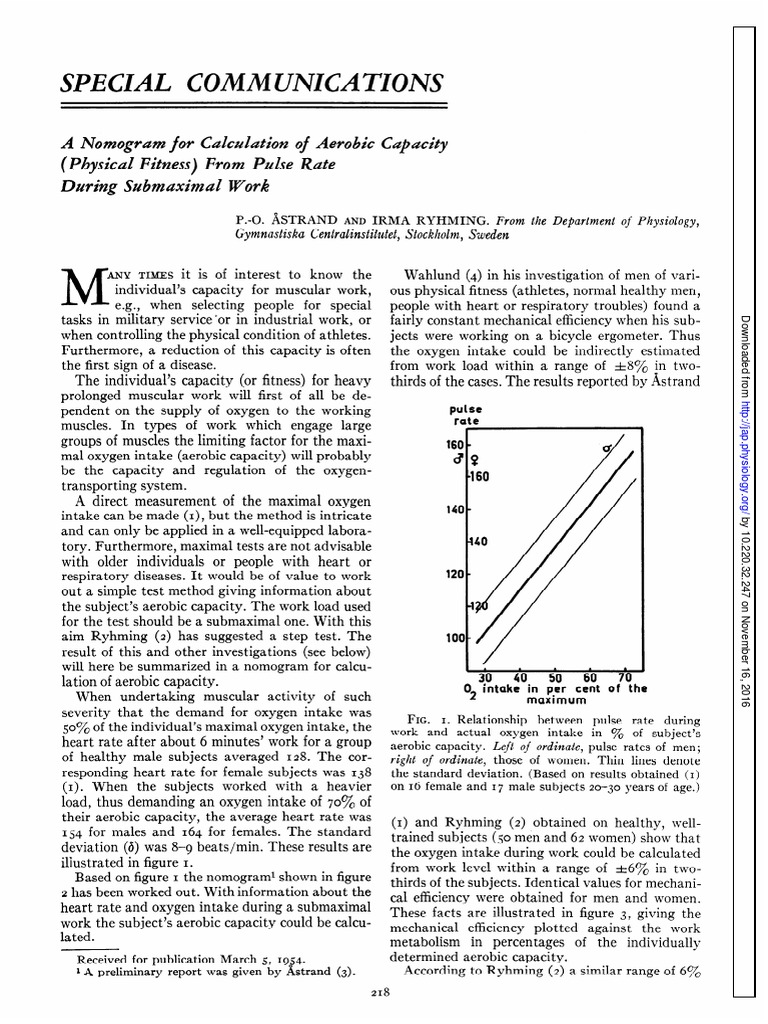Nomogram for Aerobic Capacity Estimation | PDF | Heart Rate | Science