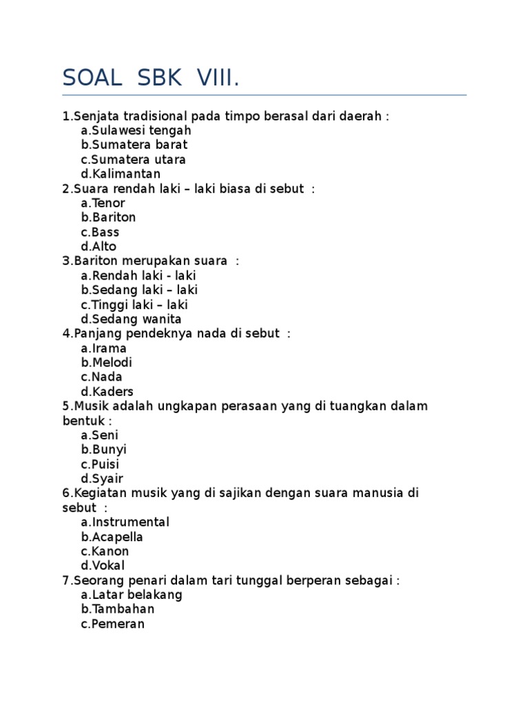 Soal Bu Nia | PDF | Seni