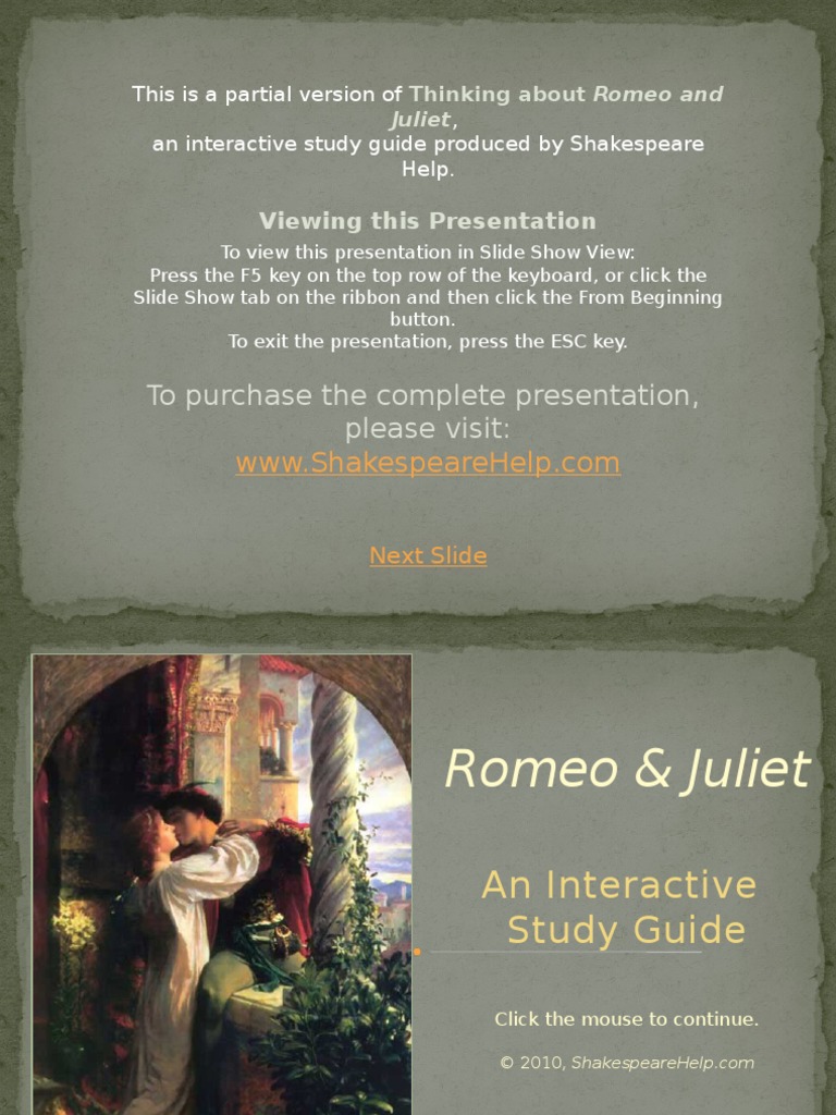 Romeo and Juliet PowerPoint Presentation Preview | PDF | Characters In ...