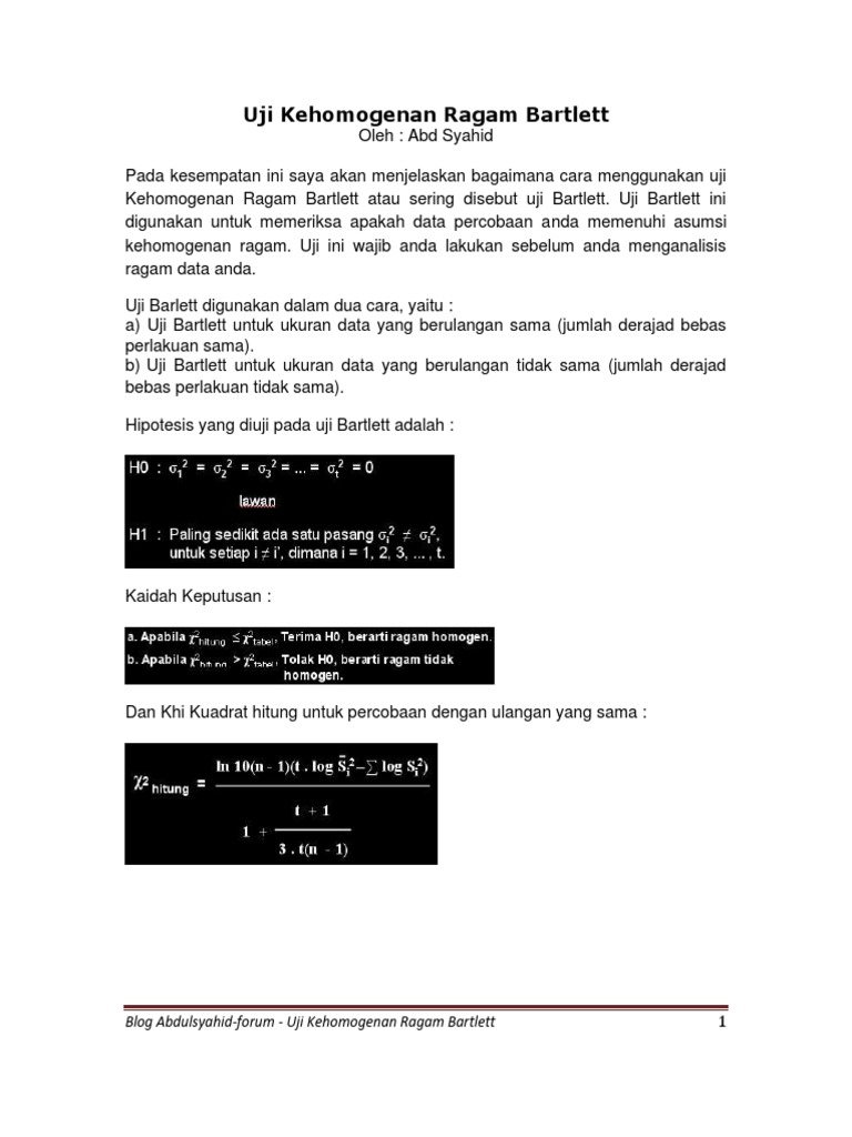 Uji Bartlett | PDF