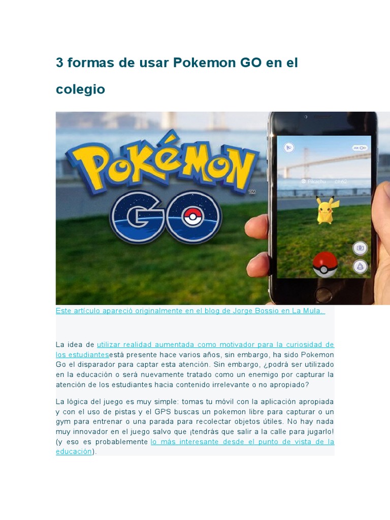 3 Formas de Usar Pokemon GO en El Colegio | PDF