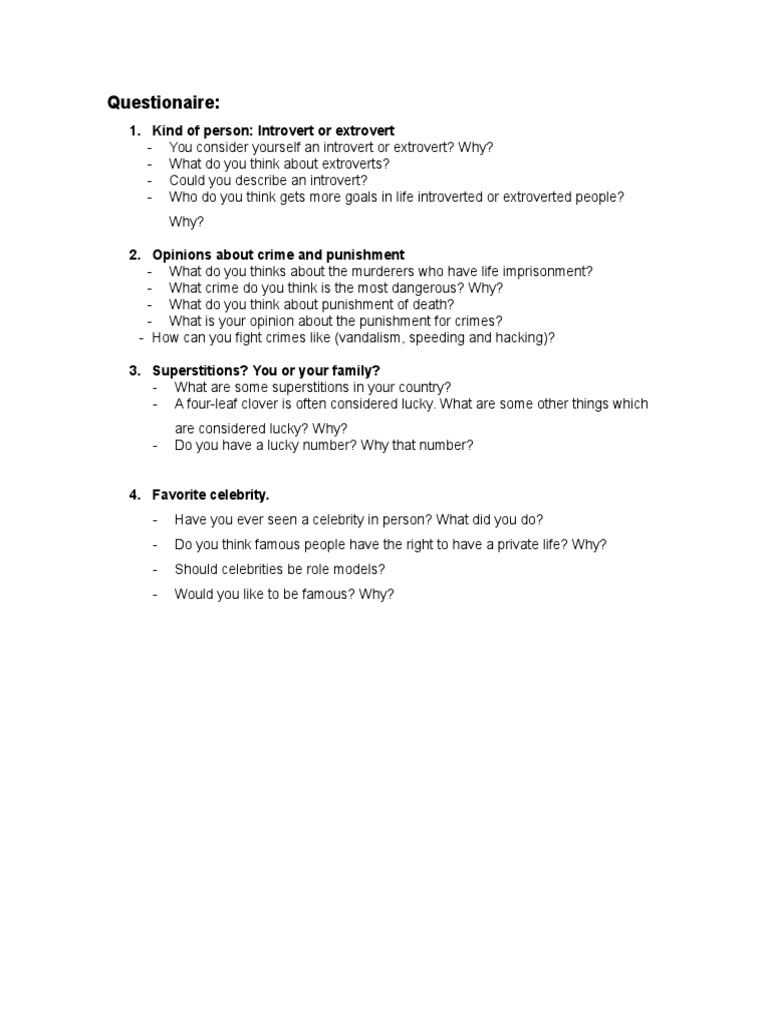 Questionaire English t3 Mishel | PDF