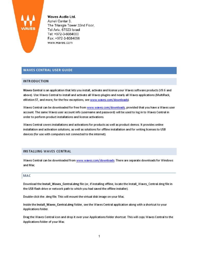 Waves Central Pdf Installation Computer Programs Online And Offline