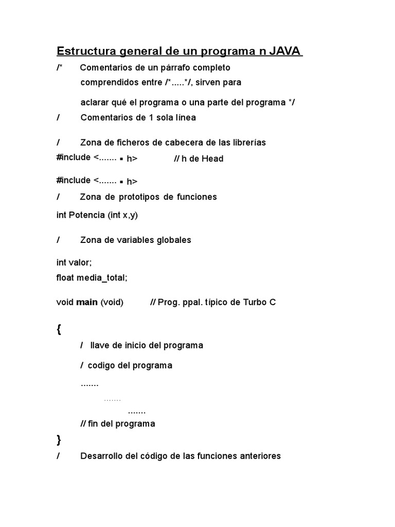 Estructura General de Un Programa en Java | PDF | Java (lenguaje de ...