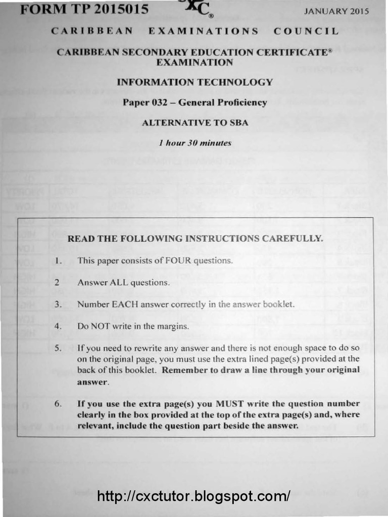 Csec - Information Technology - Paper03.jan2015o | PDF | Computer Programming | Computer Data