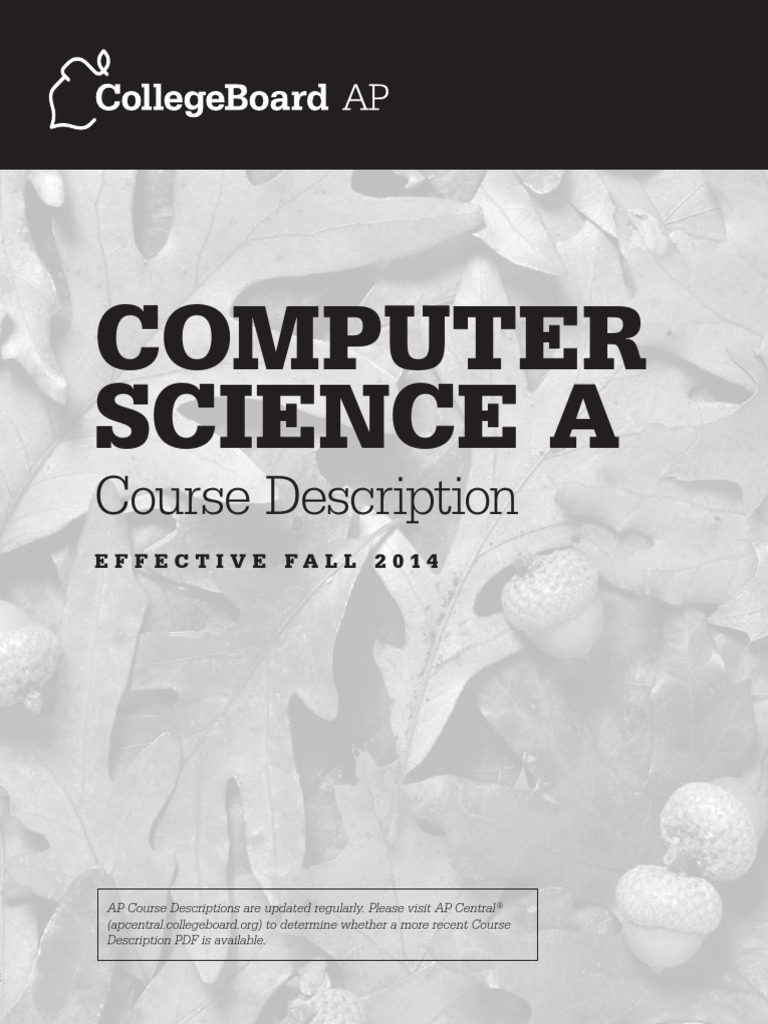 CompSci A Course Description | PDF | Advanced Placement | Class ...