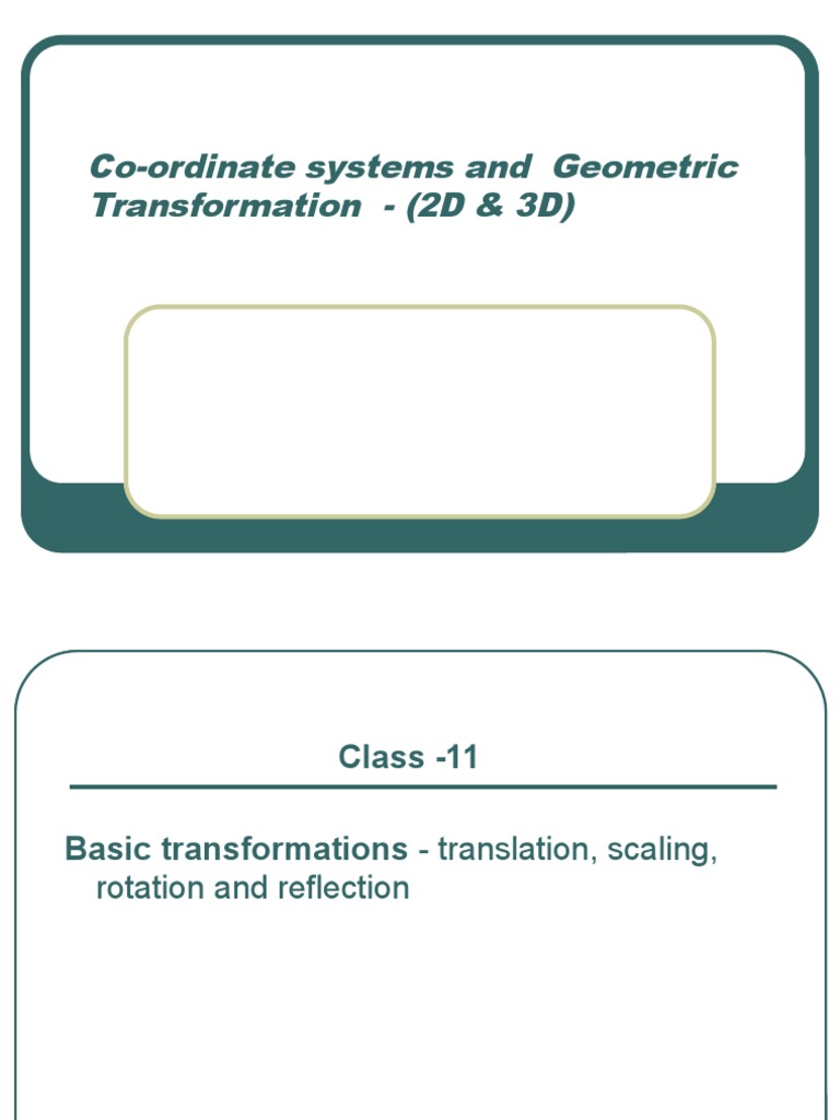 Transformation 2d To 3d Pdf 2 D Computer Graphics Cartesian Coordinate System