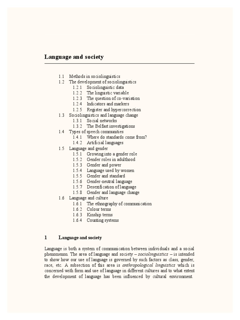 Sociolinguistics: Language and Society | PDF