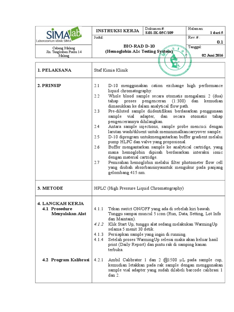 s.01 Ik 05c 109 Bio Rad D 10 Hba1c System | PDF