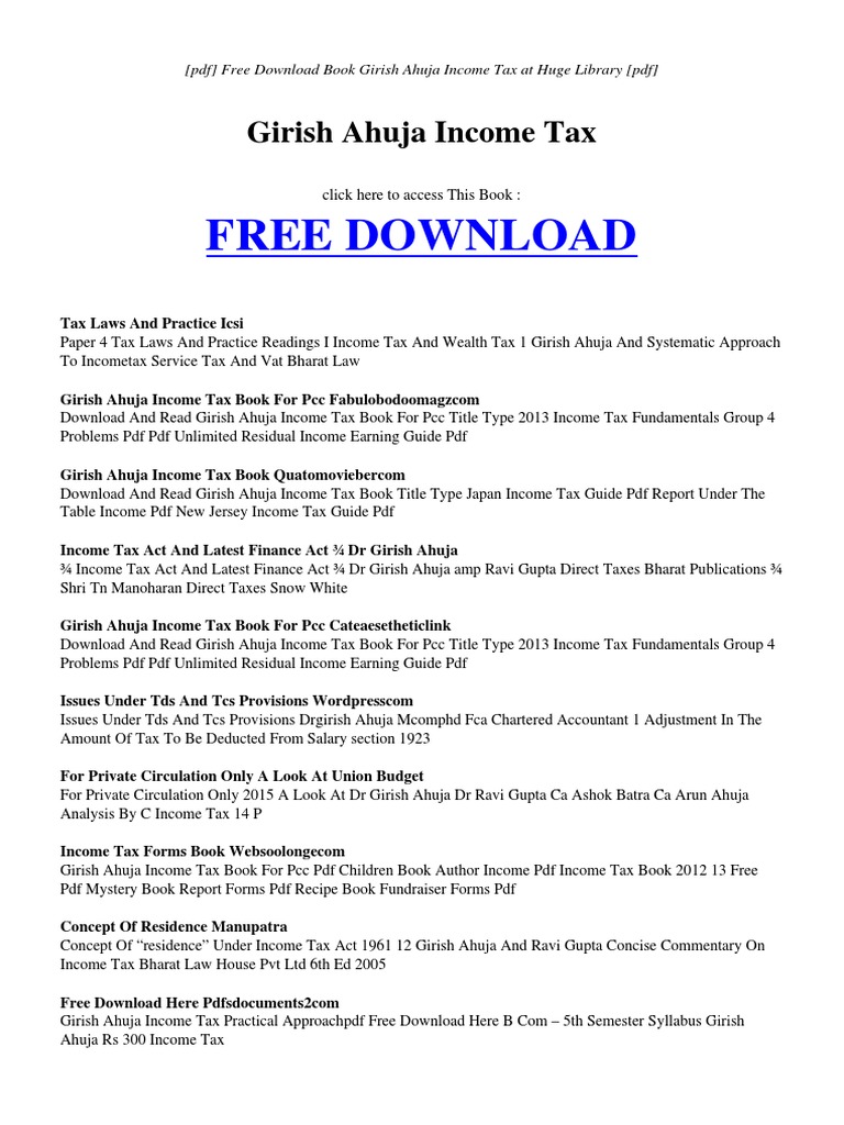 Girish Ahuja Income Tax | PDF
