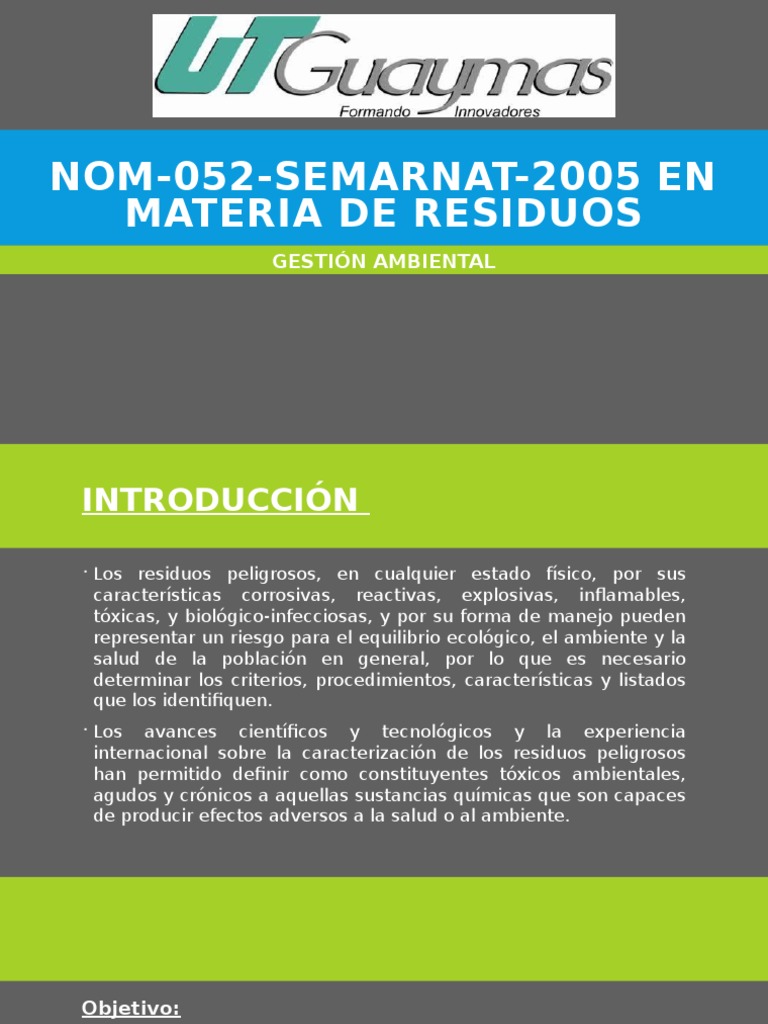 NOM-052-SEMARNAT-2005 en Materia de Residuos | Toxicidad | Residuos