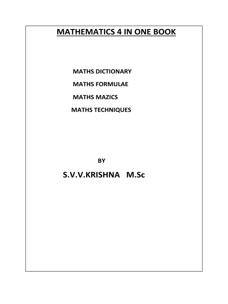 Maths 4 in One (Krishna Sir) | PDF