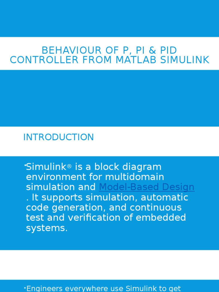 Behaviour of P, Pi & Pid Controller From Matlab Simulink | PDF ...
