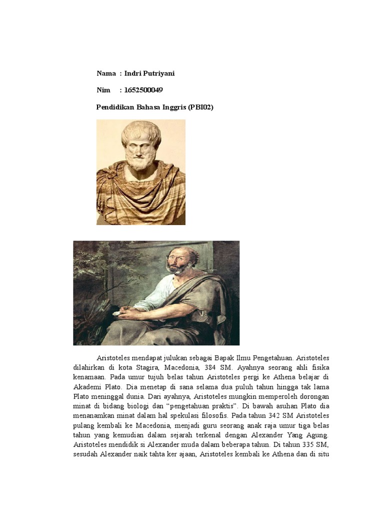 Aristoteles Mendapat Julukan Sebagai Bapak Ilmu Pengetahuanindri | PDF
