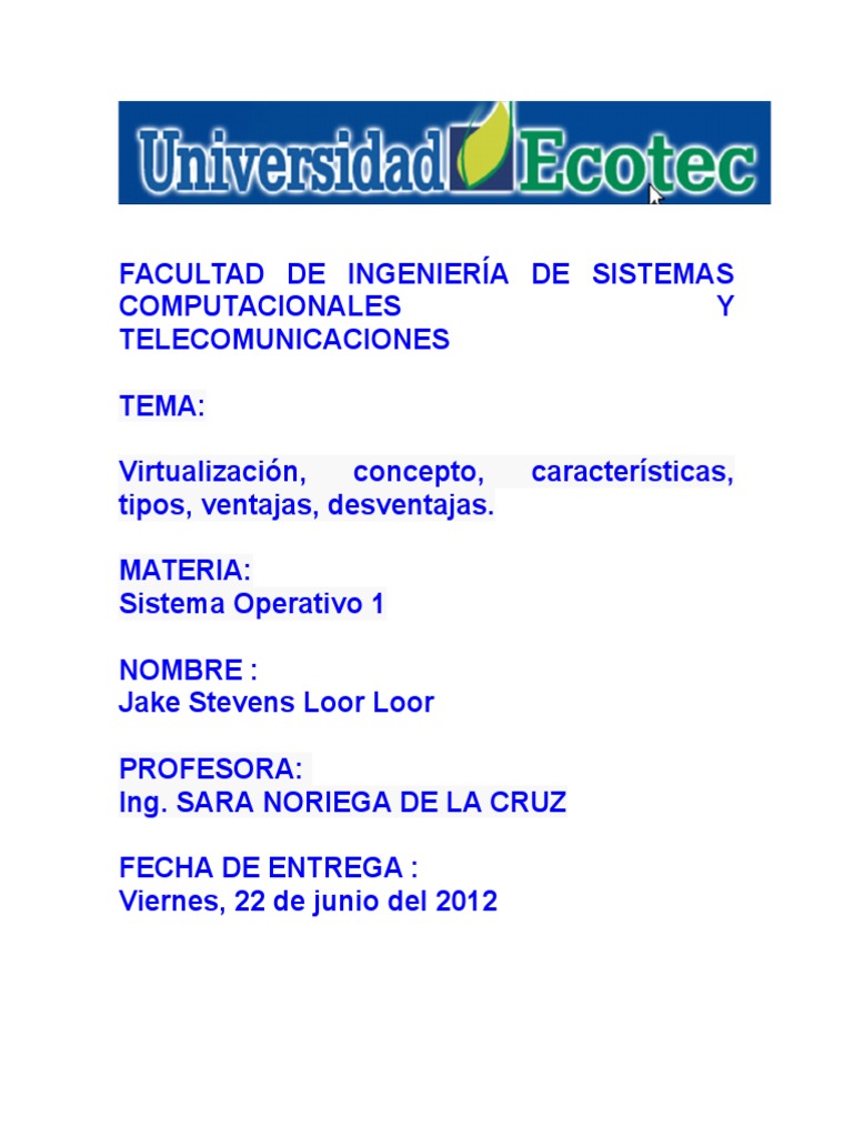 686 2012D Com330 Proyecto Jake Loor Loor So1 | PDF | Tecnología de sistema operativo | Informática