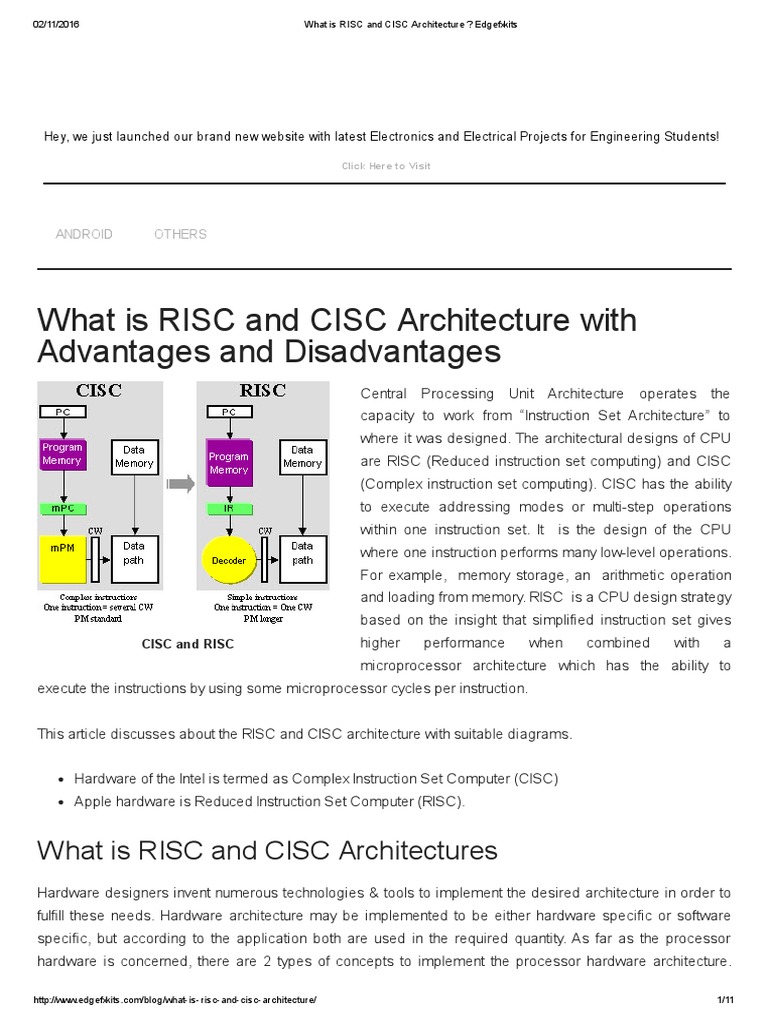 What Is RISC and CISC Architecture - Edgefxkits | PDF | Instruction Set | Central Processing Unit
