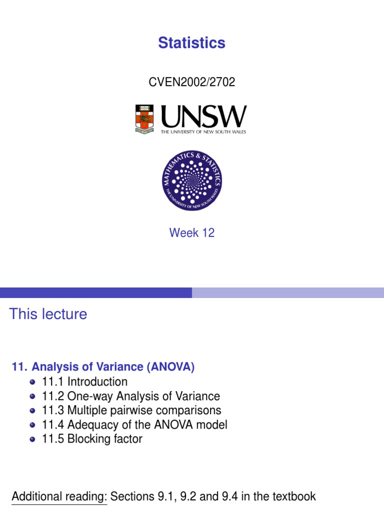 CVEN2002 Week12 | PDF | Analysis Of Variance | Errors And Residuals