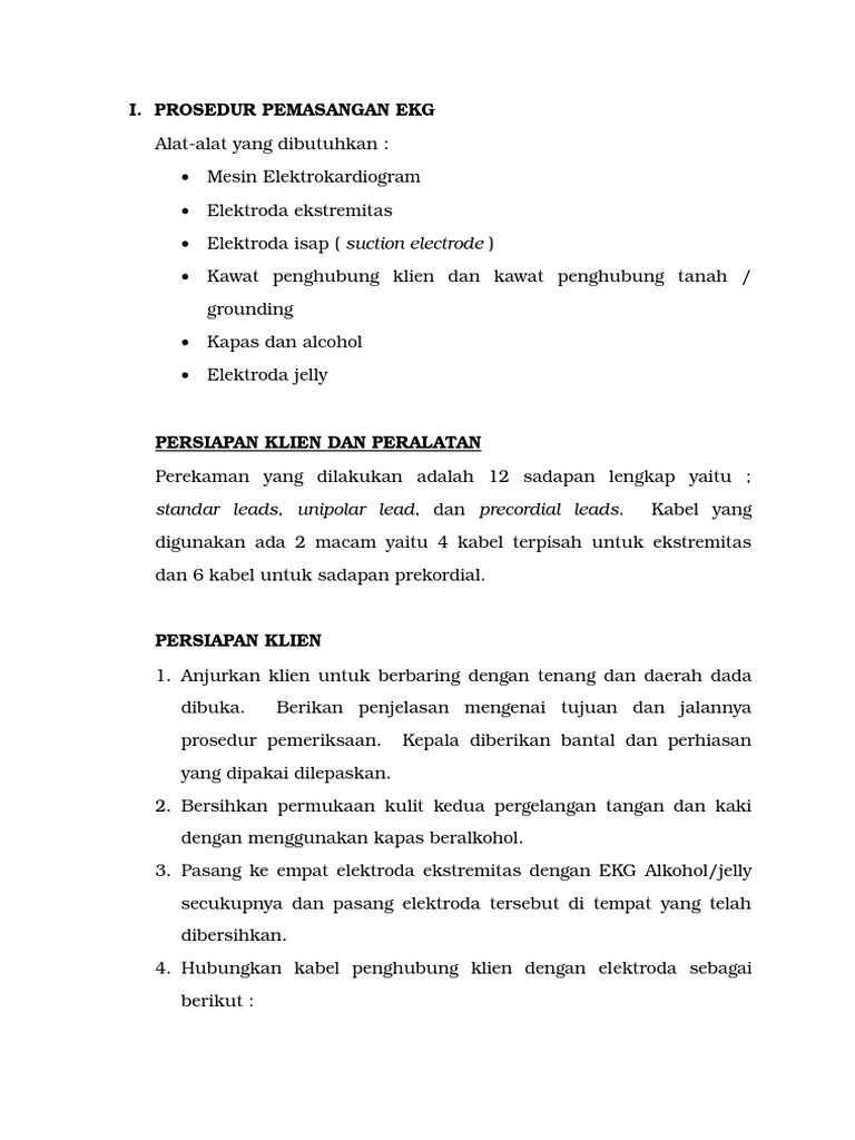 Prosedur Pemasangan Ekg | PDF