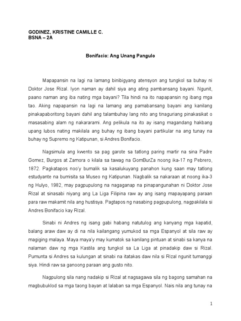 Bonifacio: Ang Unang Pangulo | PDF