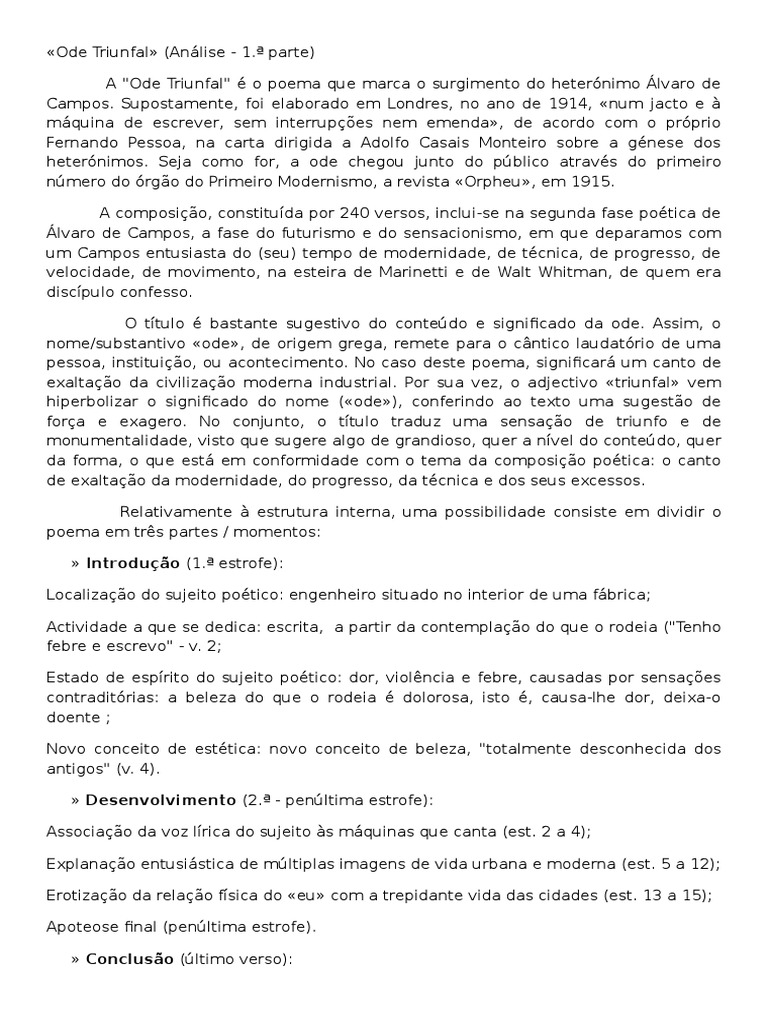 Ode Triunfal - Análise | PDF
