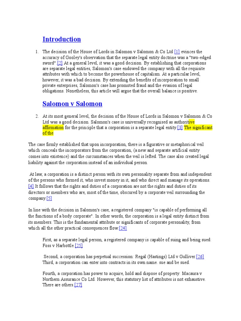 Solomon V Solomon | PDF | Corporations | Limited Company