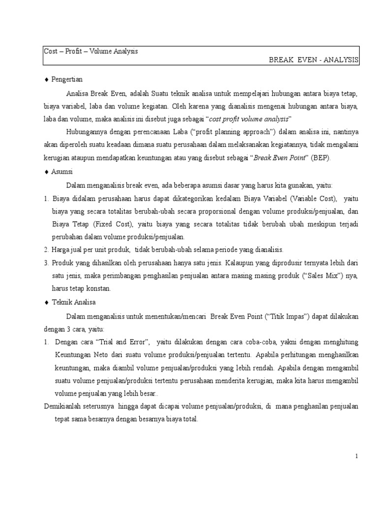 BEP - Multi Product | PDF | Pengelolaan Keuangan & Uang