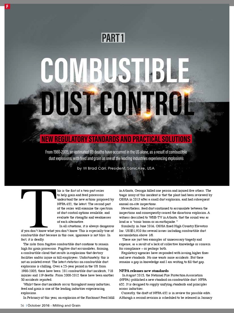 Combustible Dust Control - Part 1 | PDF | Occupational Safety And ...