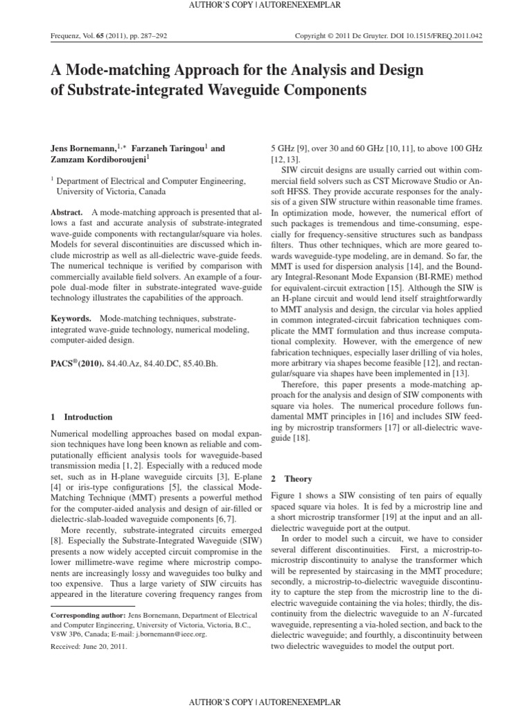 Mode Matching Techniques | PDF