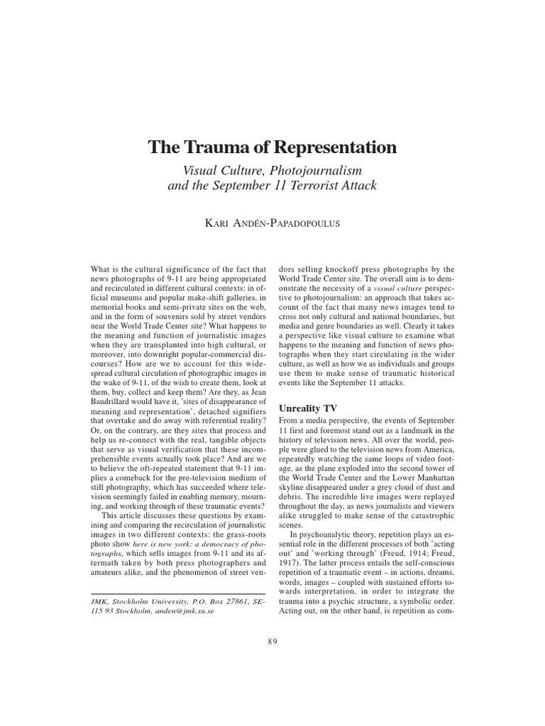 Trauma Representation Sep11 | PDF | Aesthetics | Representation (Arts)