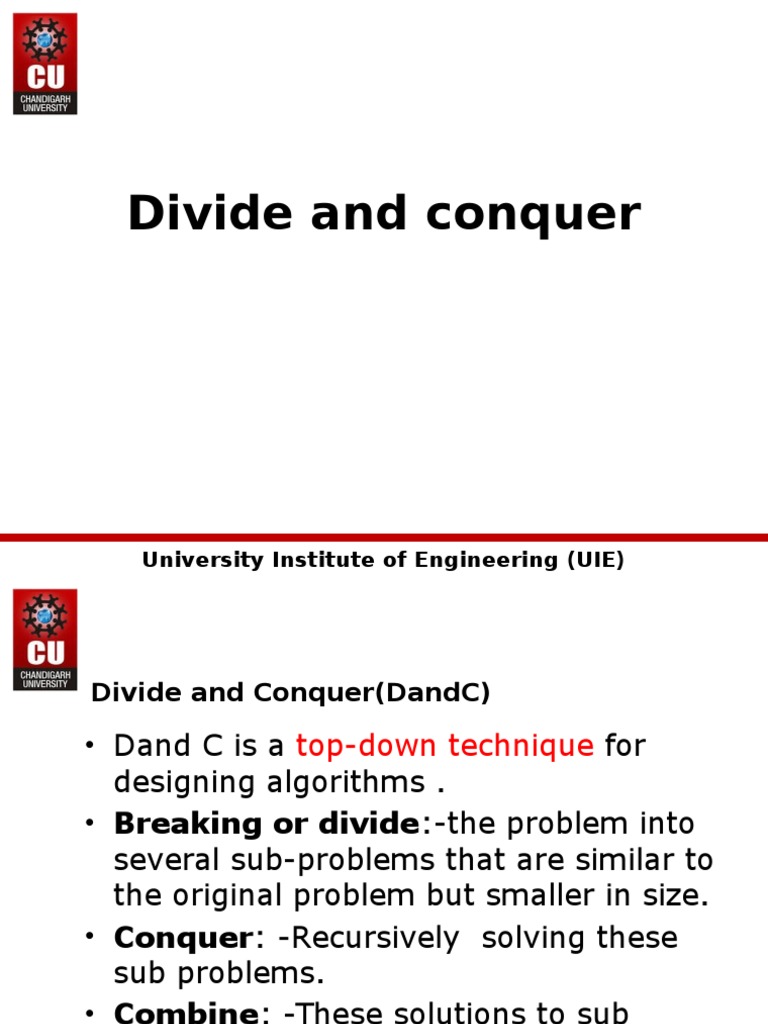 Divide and Conquer: University Institute of Engineering (UIE) | PDF