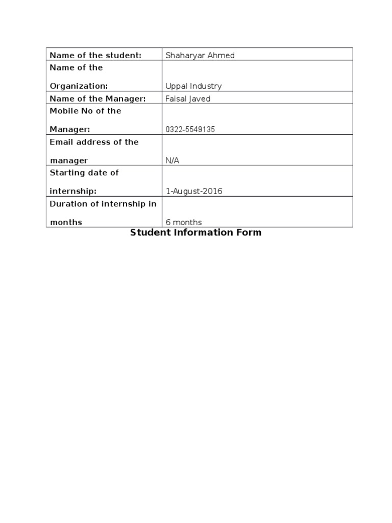 Student Info Form | PDF