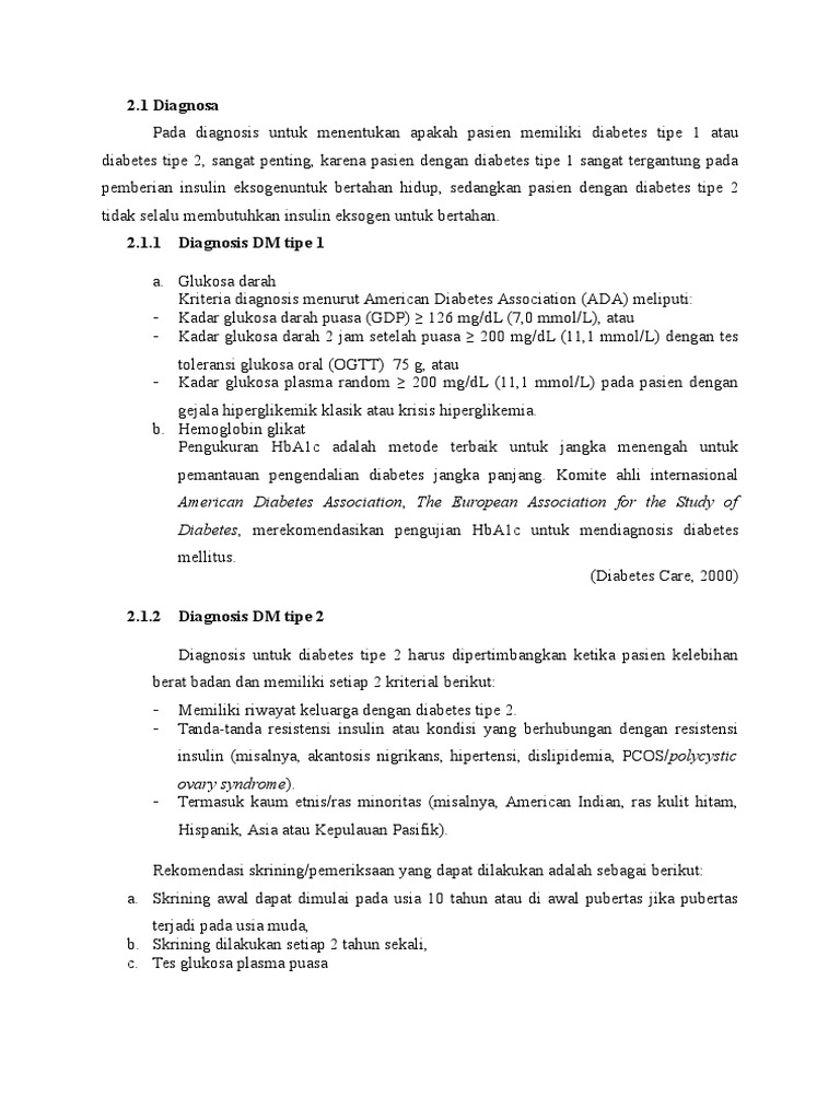 Diagnosa Diabetes Tipe 1 & 2 | PDF | Pengembangan Diri