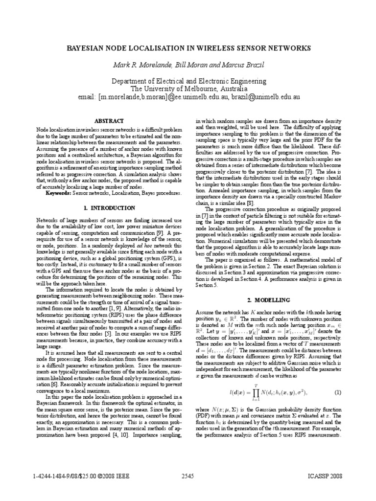 (VK) 25. Bayesian Node Localisation | PDF | Probability Density Function | Wireless Sensor Network
