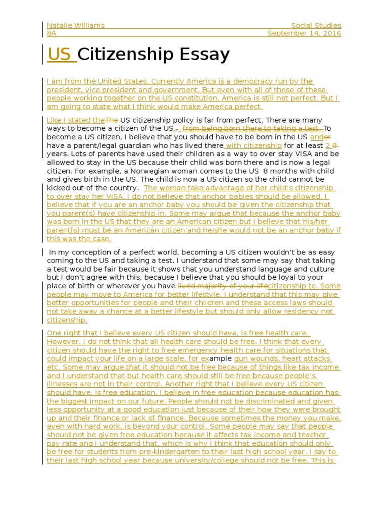 Citizenship Essay | PDF | Citizenship Of The United States | Citizenship