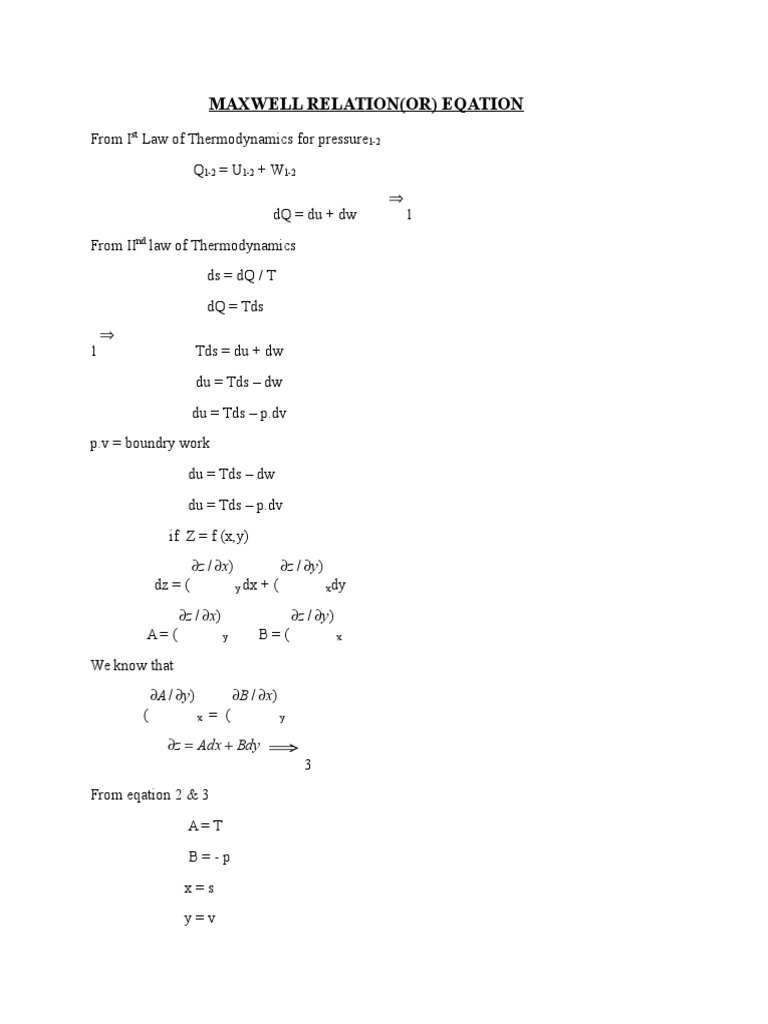 Maxwell Relation | PDF