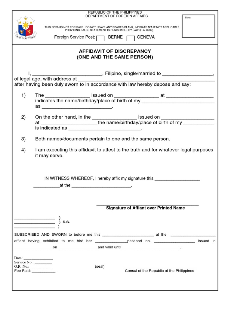 Affidavit of Discrepancy Form | PDF