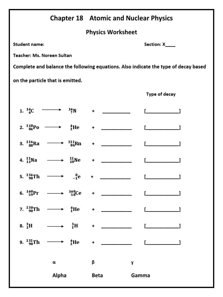 Physics Worksheet X 18ch | PDF | Science & Mathematics