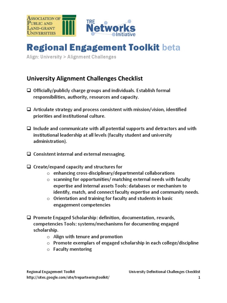 University Alignment Challenges Checklist | PDF