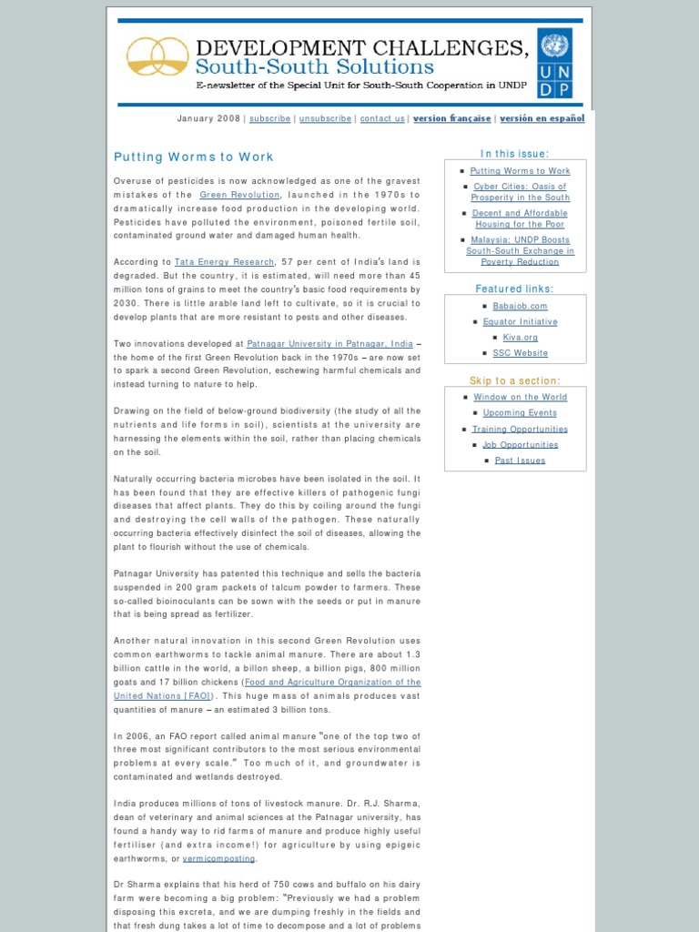 Development Challenges, South-South Solutions: January 2008 Issue | PDF ...