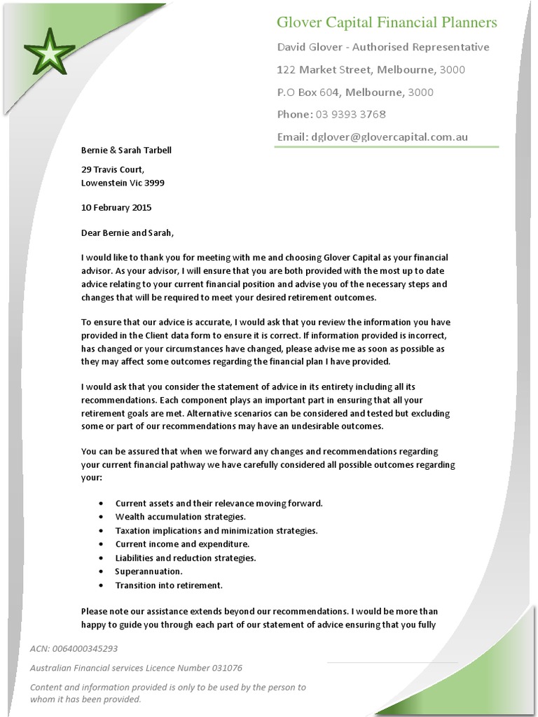 Statement of Advice | PDF | Mortgage Loan | Investing