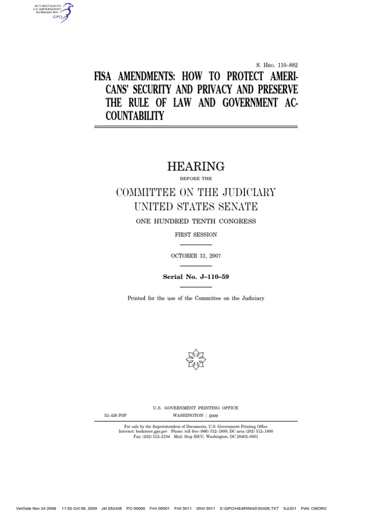 Fisa Amendments: How To Protect Ameri-Cans' Security and Privacy and ...