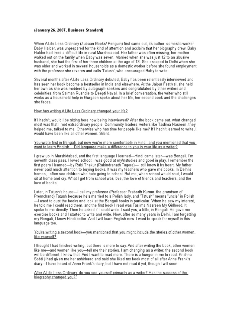 Baby Halder | PDF