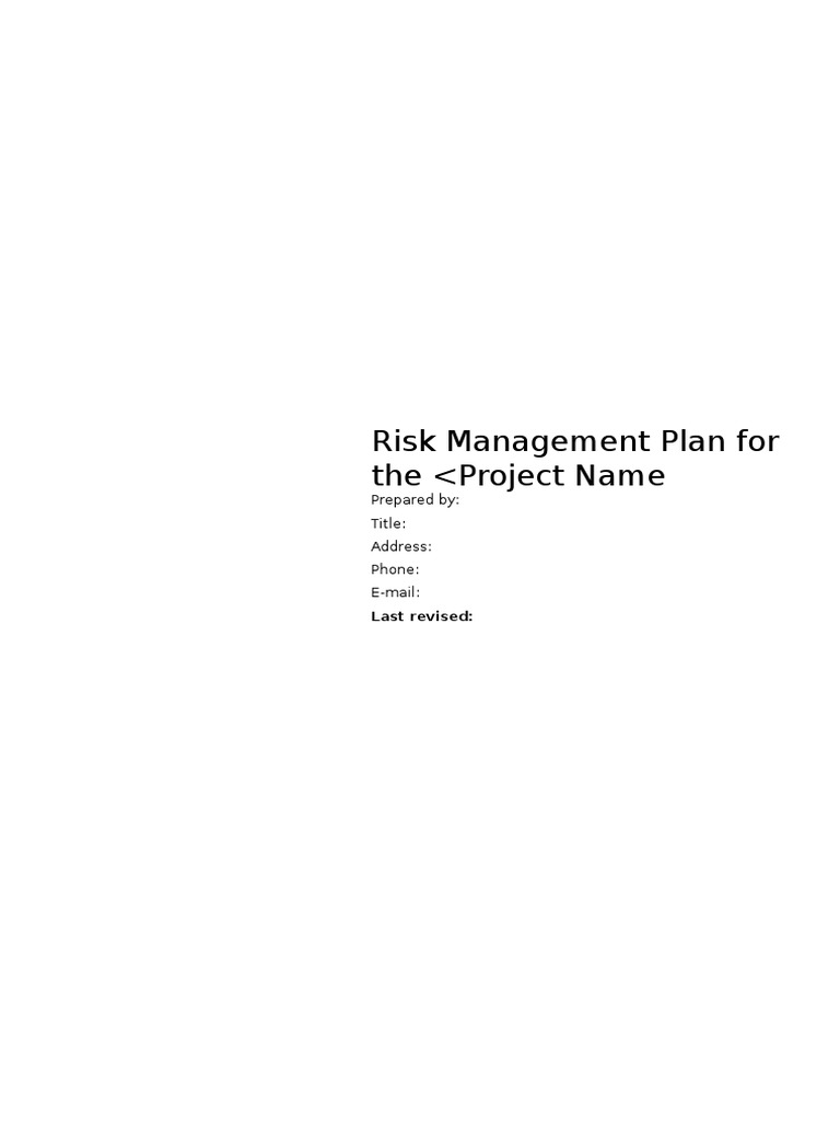 Risk Management Plan Template | PDF | Risk Management | Risk