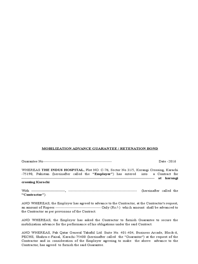 Retention Bond (2) | Guarantee | Surety Bond