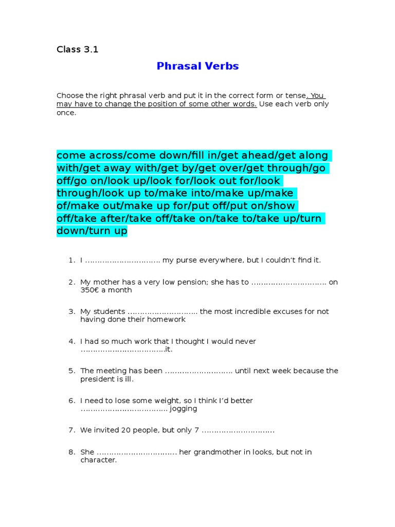 Class 3.1 - Phrasal Verbs | PDF