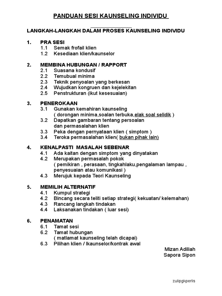 Panduan Kaunseling Individu | PDF