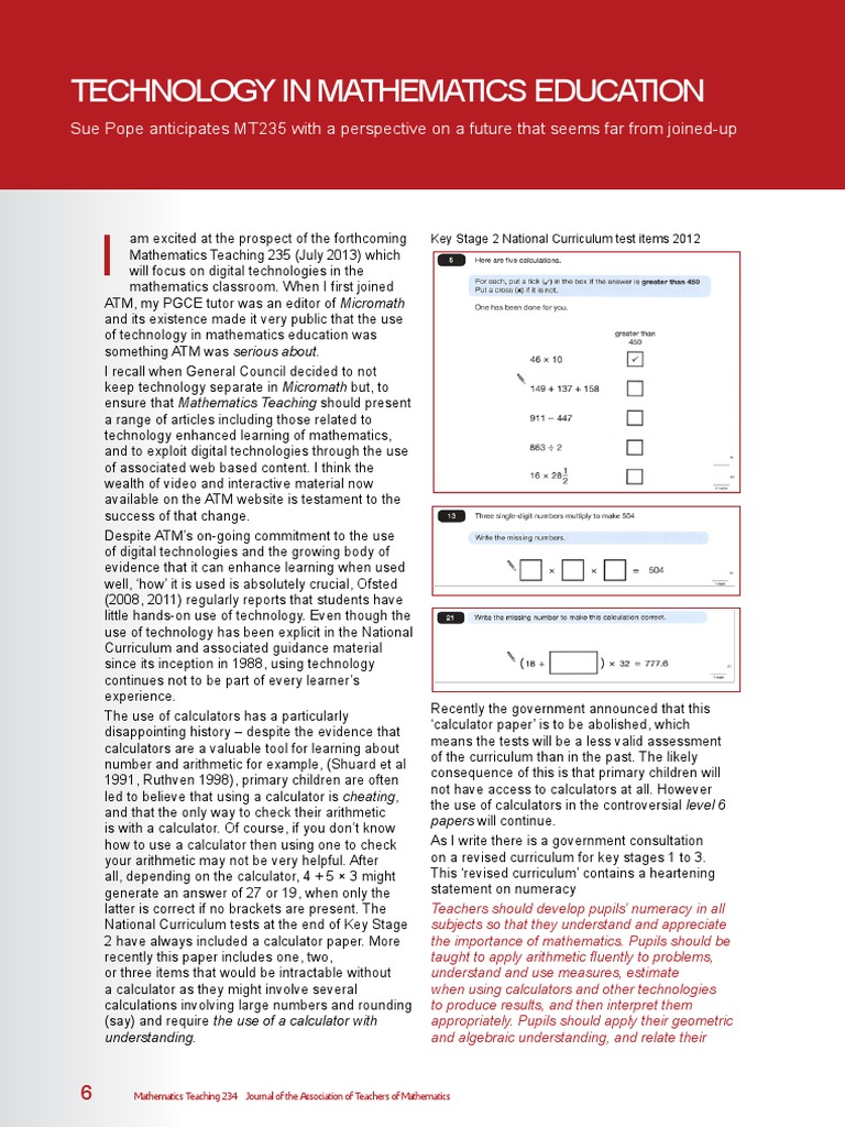 Technology in Mathematics Education | PDF | Educational Technology ...