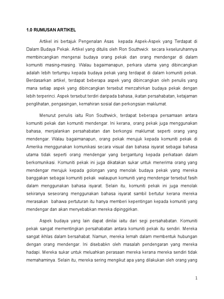 Budaya Komuniti Pekak | PDF | Ilmu Sosial | Kajian Bahasa Asing